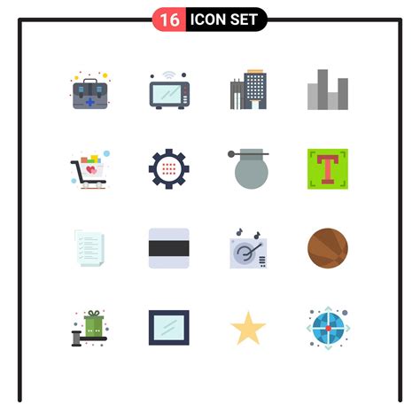 Set Of 16 Vector Flat Colors On Grid For Stats Chart Wifi Business