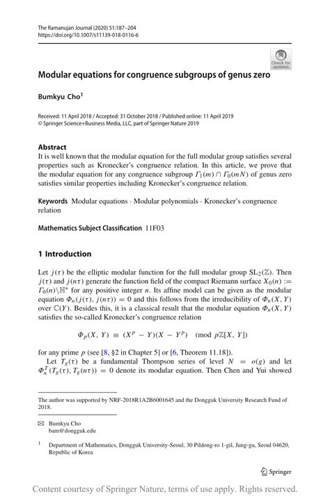 Modular Equations For Congruence Subgroups Of Genus Zero