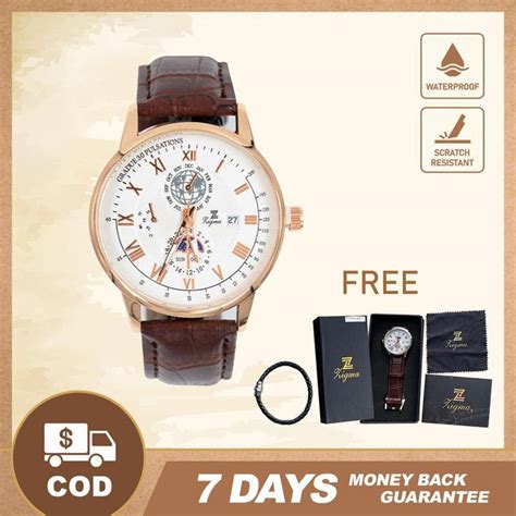 Zigma Chestnut Retro Classic Leather Strap Waterproof Watch