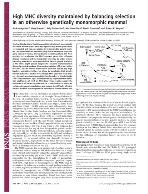 Pdf High Mhc Diversity Maintained By Balancing Selection In An