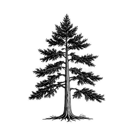 Cedar Tree Icon In Simple Line Art Style Stock Vector Illustration Of