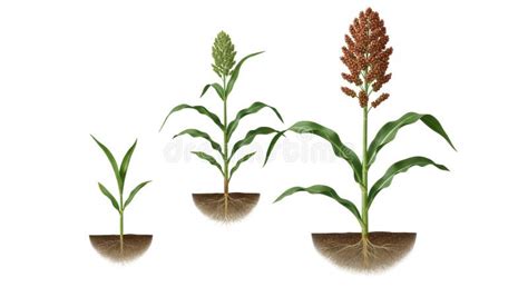 Sorghum Plant Growth Stages Showing Seedling Mature Plant And Ripe