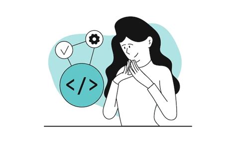 Woman Developer And Development Source Code Vector Illustration Concept