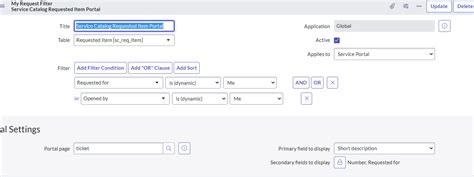 display of the request number under ritm in the my servicenow