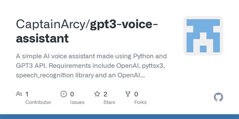 Github Captainarcygpt3 Voice Assistant A Simple Ai Voice Assistant