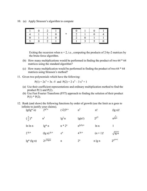 Solved 10 A Apply Strassens Algorithm To Compute 4 4