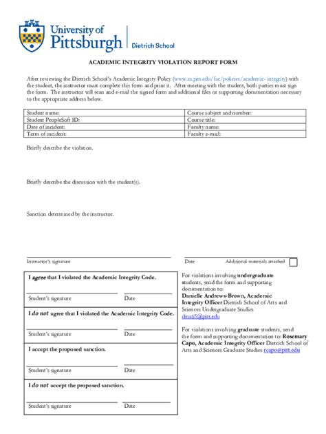 Fillable Online Academic Integrity Violation Report Form Fax Email