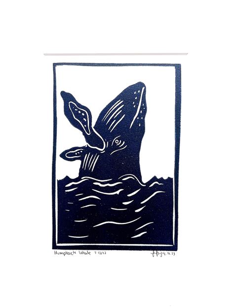 Humpback Whale Handmade Block Print Seascapes Etsy