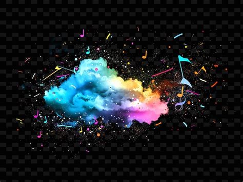 Premium Psd Vibrant Nimbus Cloud With Rainbow Colored Lightning Bolts An Neon Color Shape