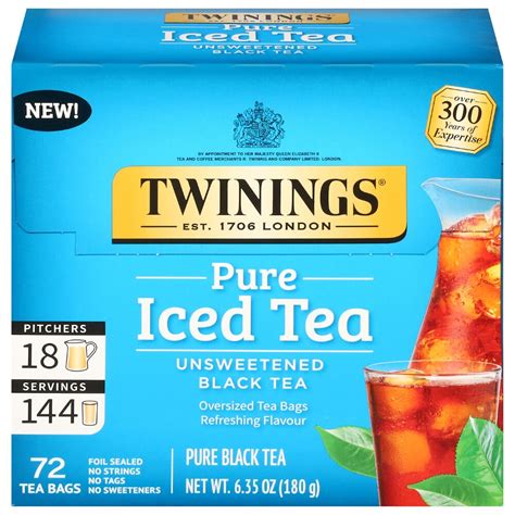 Twinings® Pure Unsweetened Black Iced Tea Pitcher Bags 72 Ct Harris