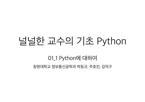 01 1 Python에 대하여 Ppt