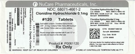 Dailymed Clonidine Hydrochloride Tablet
