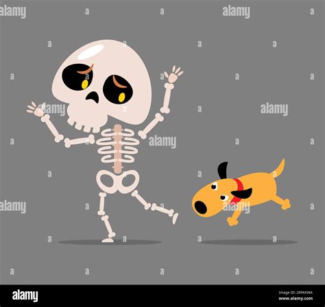 Skeleton Ghost Cute Halloween Cartoon Characters Vector Stock