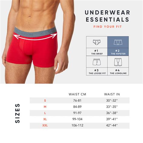 Size Chart Tagless Boxers Fm London