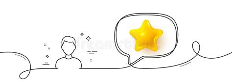 Headshot Line Icon Avatar Placeholder Sign Continuous Line With 3d Star Vector Stock Vector