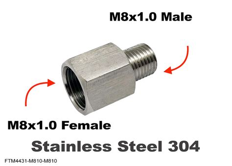 M8x10 Female To M8x10 Male Stainless Sensor Adaptor Fittings