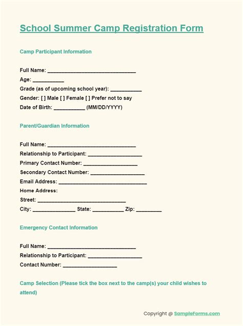Summer Camp Registration Application Nqflwv