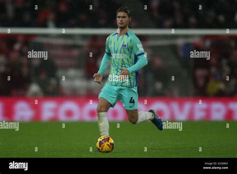 Portsmouths Ryley Towler During The Sky Bet Championship Match Between Sunderland And
