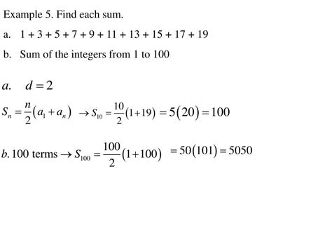 Ppt Arithmetic Sequences And Partial Sums Powerpoint Presentation