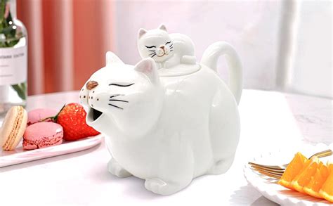 Tea Pot Cat Shape Teapot Cute Porcelain Cat Shape Teapot