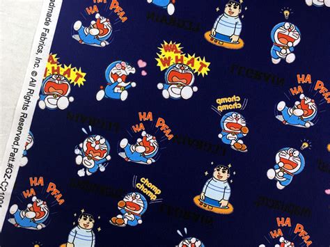 Doraemon Fabric Pokonyan Cat Fabric Pure Cotton Cartoon Cotton Etsy