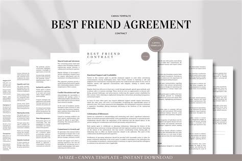 Best Friend Contract Canva Template Personalized Friendship Agreement