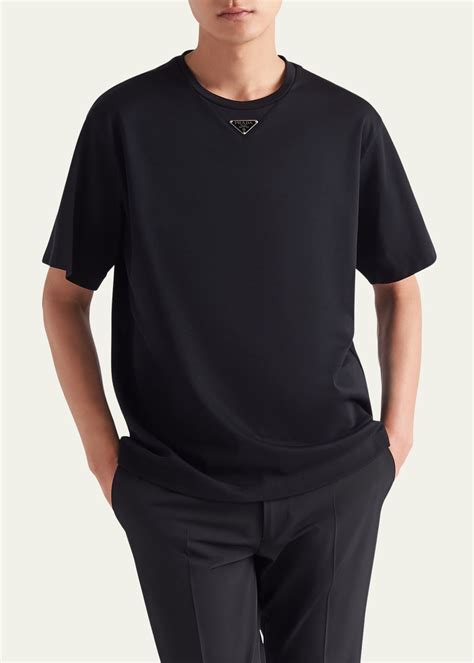 Prada Mens Jersey Triangle Logo T Shirt Bergdorf Goodman