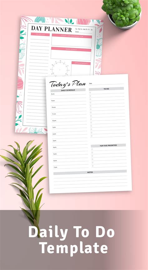Todays Plan With To Do List And Schedule Daily Planner Template