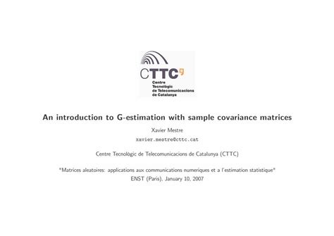 Pdf An Introduction To G Estimation With Sample Covariance Matrices Dokumentips