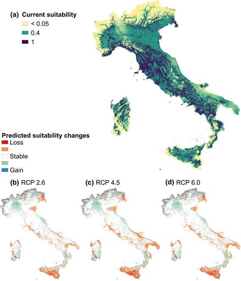 A Environmental Suitability As Predicted By The Maxent Model Fitted Download Scientific