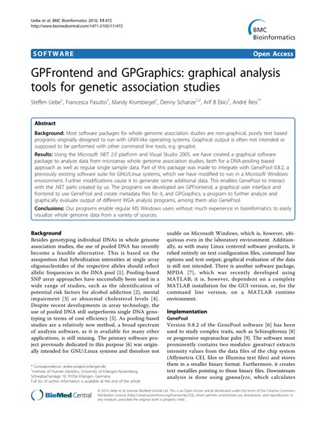 Pdf Gpfrontend And Gpgraphics Graphical Analysis Tools For Genetic