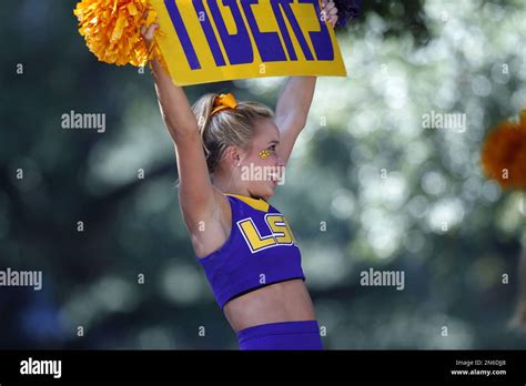 Lsu Cheerleaders Perform Before An Ncaa College Football Game Against