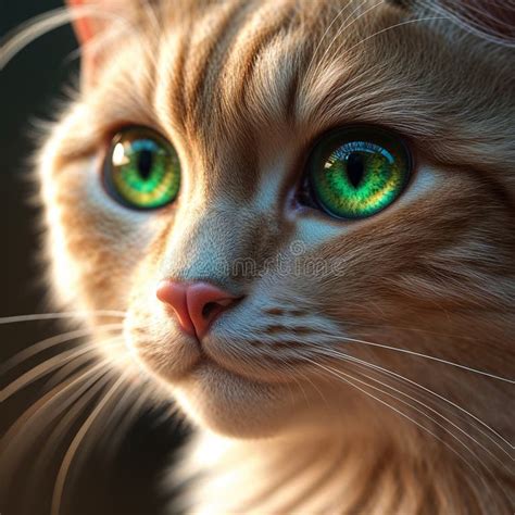 Majestic Feline With Bright Expressive Almond Shaped Eyes Stock