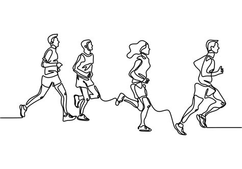 People Running One Line Drawing Vector Illustration 3410089 Vector Art