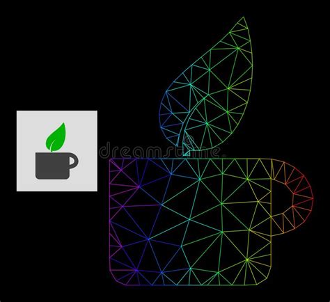 spectral gradiented polygonal net herbal tea icon stock vector