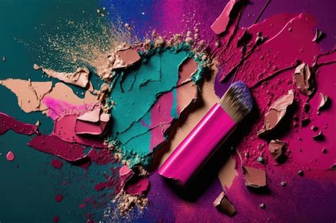 Premium Ai Image Crushed Eyeshadow And Artistic Lipstick Smear As