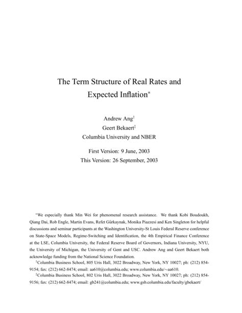 The Term Structure Of Real Rates And Expected Inflation