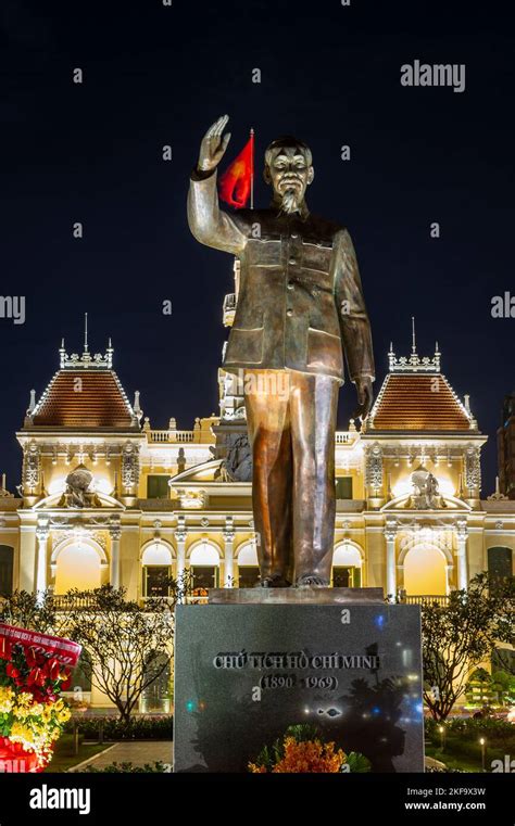 The Ho Chi Minh Statue In Front Of The Peoples Committee Building At