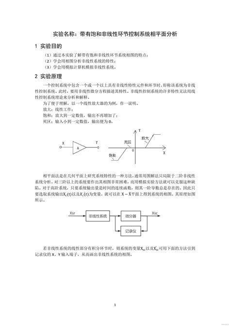 【自控实验】3 带有饱和非线性环节控制系统相平面分析 csdn博客