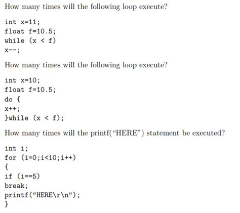 Solved How Many Times Will The Following Loop Execute Int