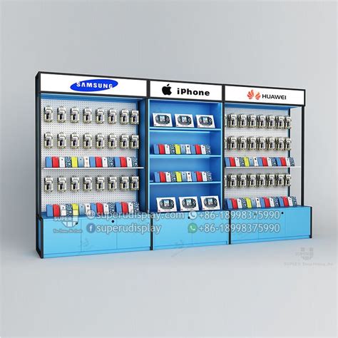 Custom Wall Cell Phone Accessories Display Rack Case With Led Strips
