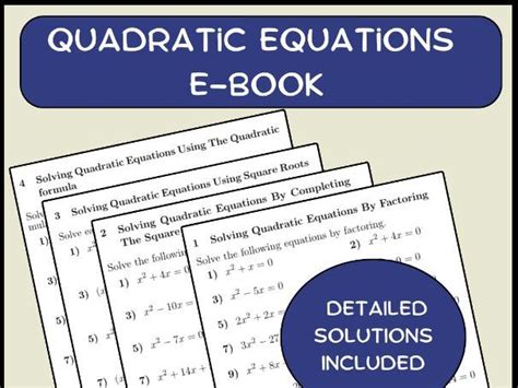 Quadratic Equations E Book Teaching Resources