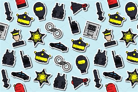 Colored Police Pattern Graphic Patterns ~ Creative Market