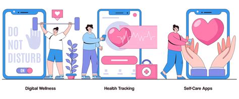 Digital Wellness Health Tracking Self Care Apps Concept With