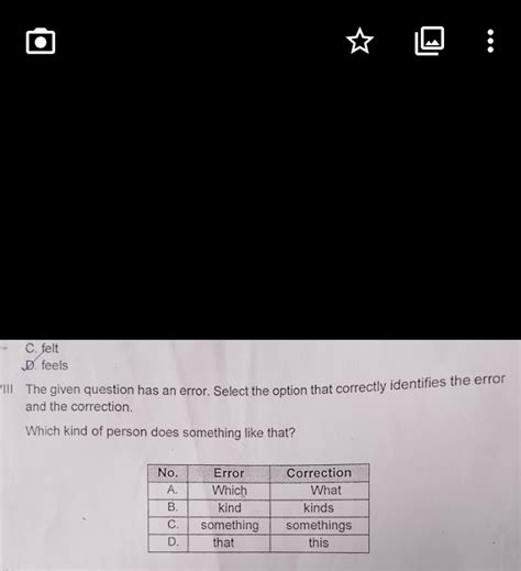 Question The Given Question Has An Error Select The Option That Correc