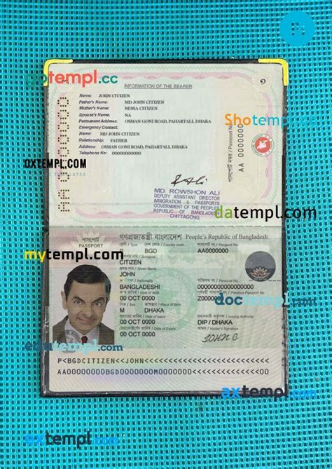 Sample Bangladesh Passport Psd Files Editable Scan And Snapshot Sample