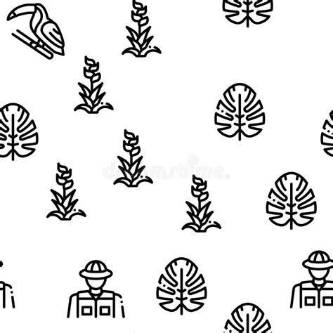 Jungle Tropical Forest Collection Icons Set Vector Stock Vector