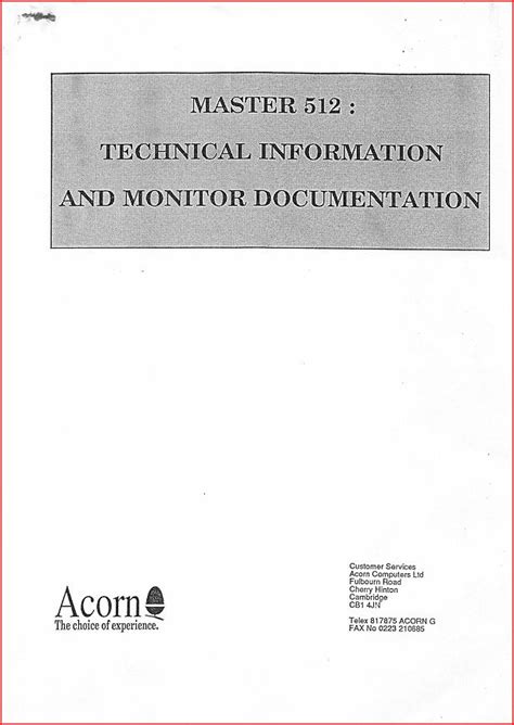 Acorn Master 512 Technical Information And Monitor Documentation Manual Computing History
