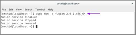 Uninstalling The Orchid Fusion Vms Package In Red Hat Orchid Fusion Vms Installation Guide 21 3