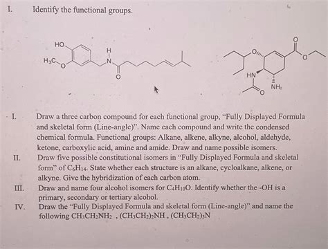 Solved I Identify The Functional Groupsi Draw A Three